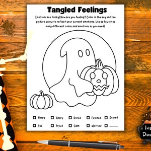 Halloween Feelings Coloring Worksheet, Therapy Tool (printable PDF) - Etsy