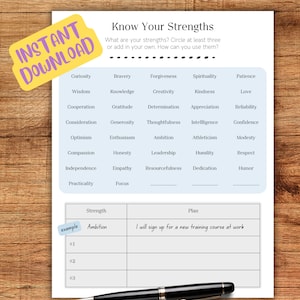 Therapy Worksheet Pack, Crisis Safety Plan, Self-care, Strengths ...