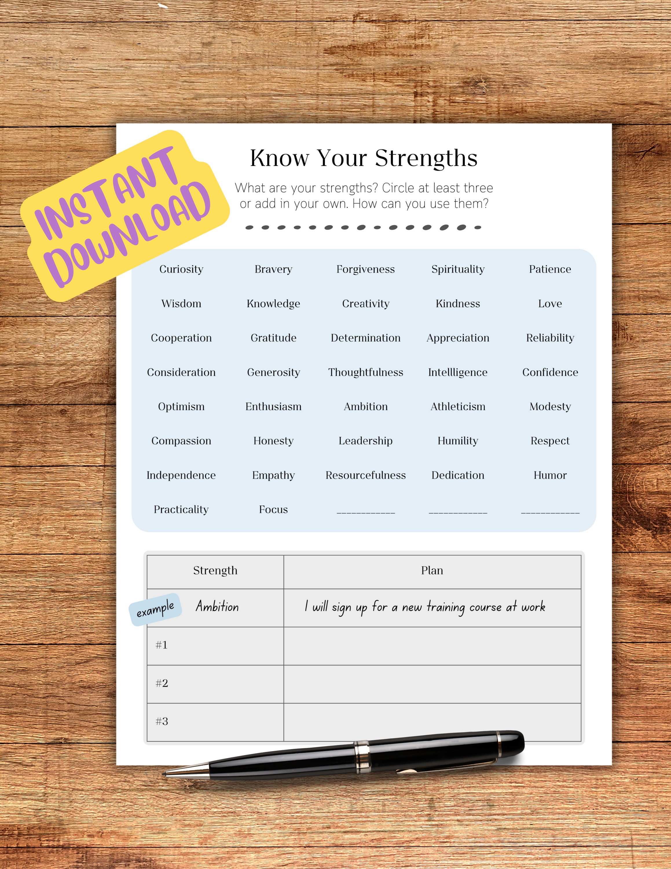Therapy Worksheet Pack, Crisis Safety Plan, Self-care, Strengths ...