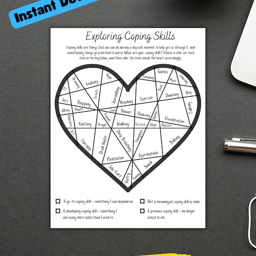 Coping Skills Coloring Worksheet Therapy Tool Self-help - Etsy