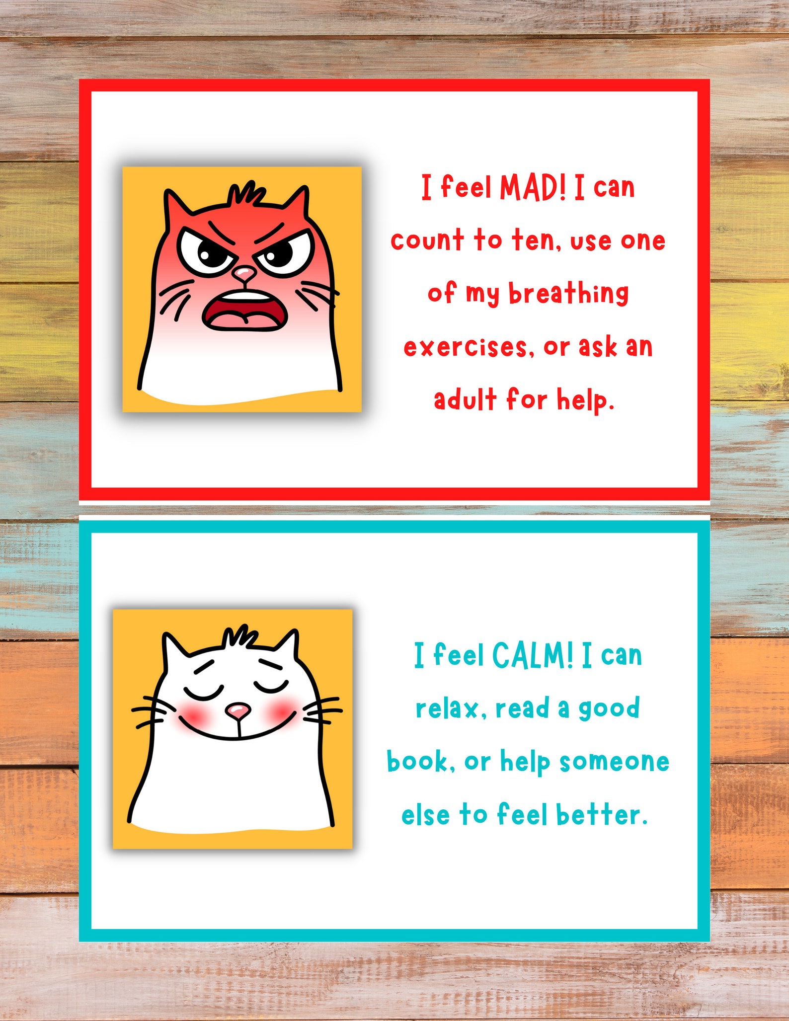 Emotion Coping Cards and Poster for Young Kids, Emotional Learning ...