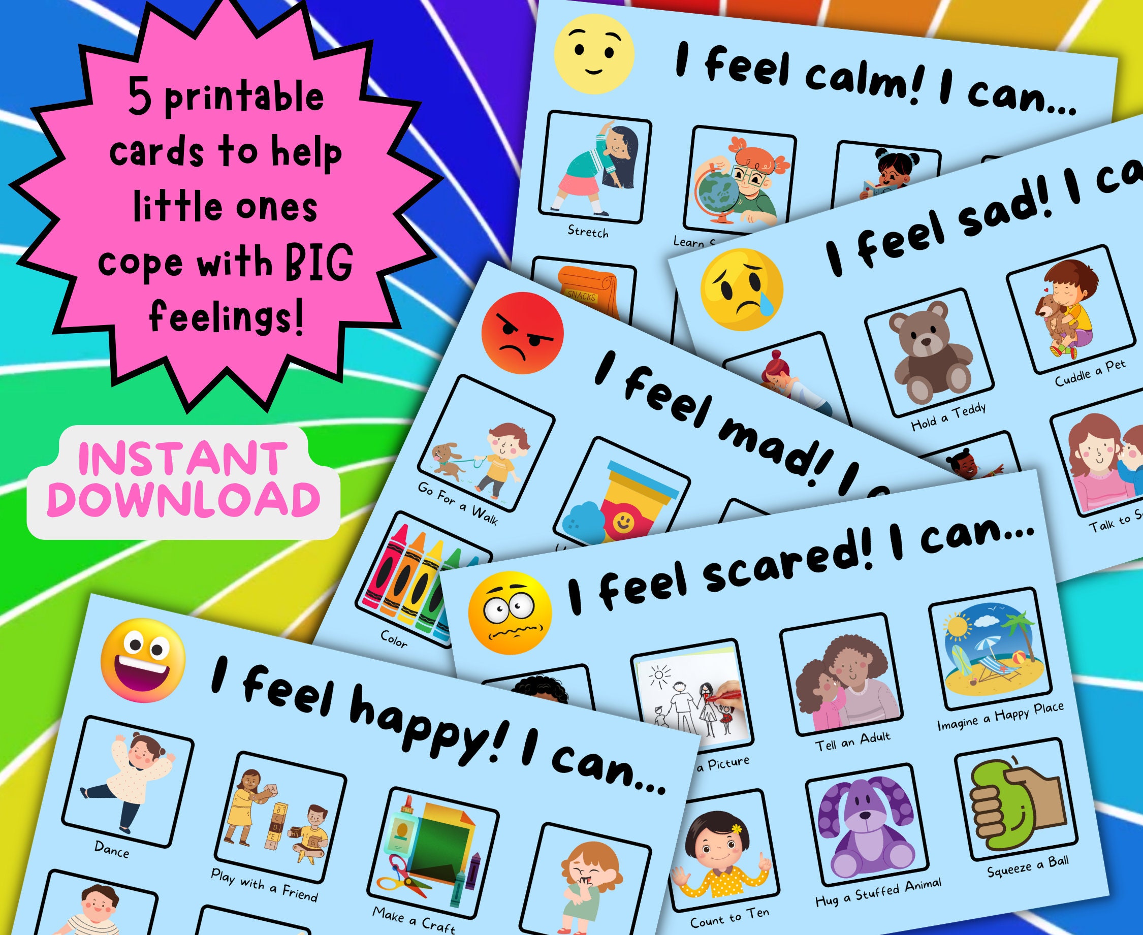Emotion Cards for Toddlers and Young Kids, Visual Parenting Tool, Child ...