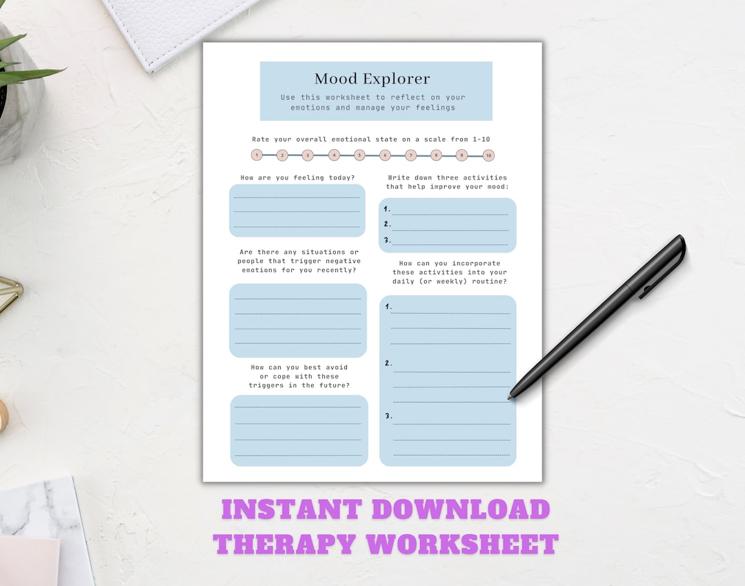 Mood Tracking Therapy Worksheet, Therapy Tool, Emotions Therapy, School ...