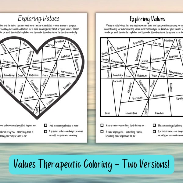 Values Coloring Worksheet - Etsy