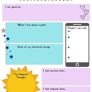 Self-esteem Kids Worksheet, Self-compassion, Therapy Worksheet, Teach ...