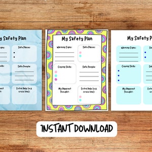 Safety Plan Template Pack Kids Youth, Digital Download, Crisis ...