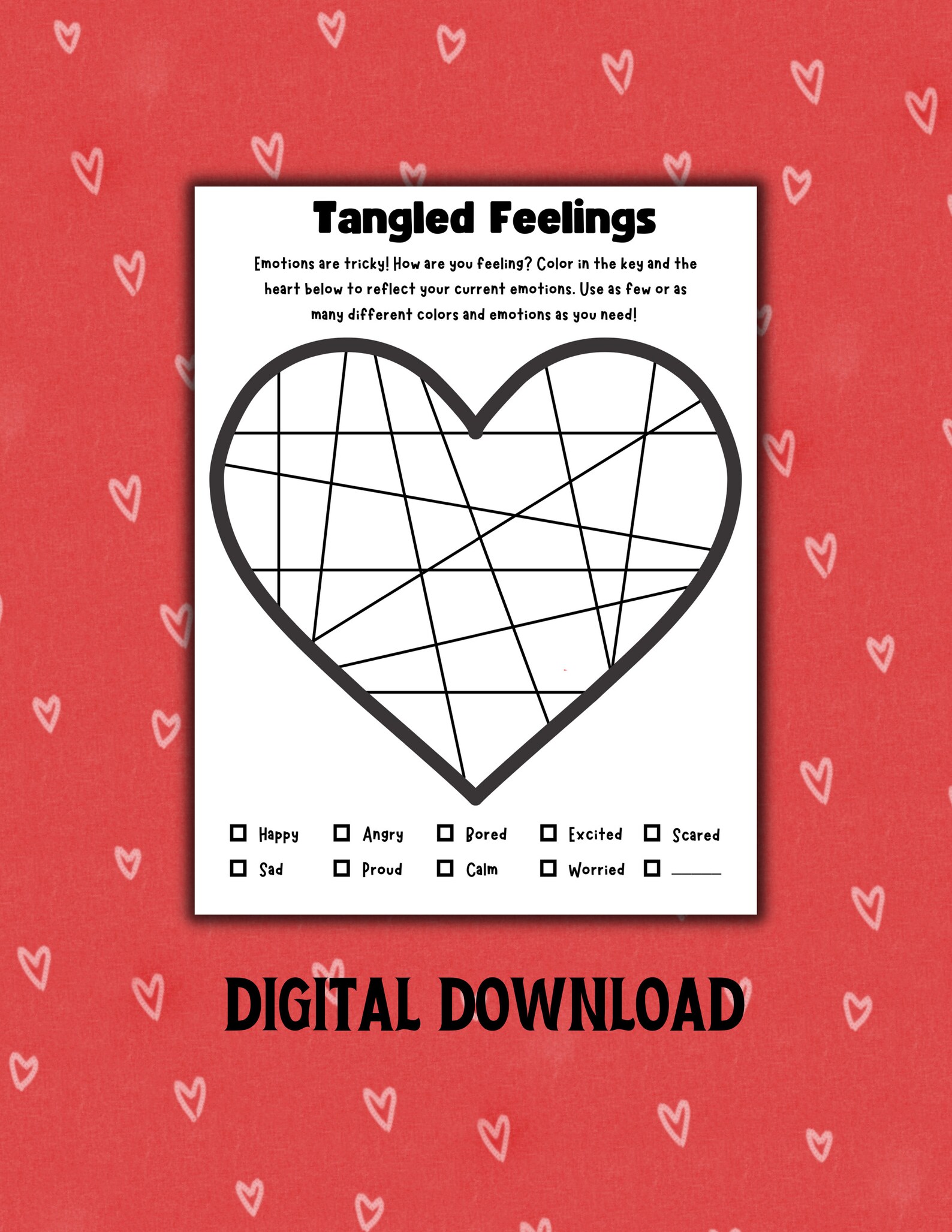 Kids Coloring Feelings Worksheet, Therapy Tool, Kids Counselling ...