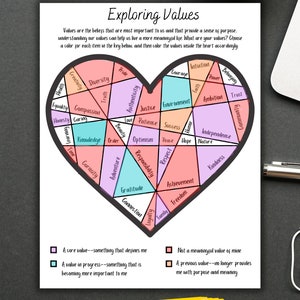 Values Coloring Worksheet, Therapy Tool, Self-help Resource, Printable ...