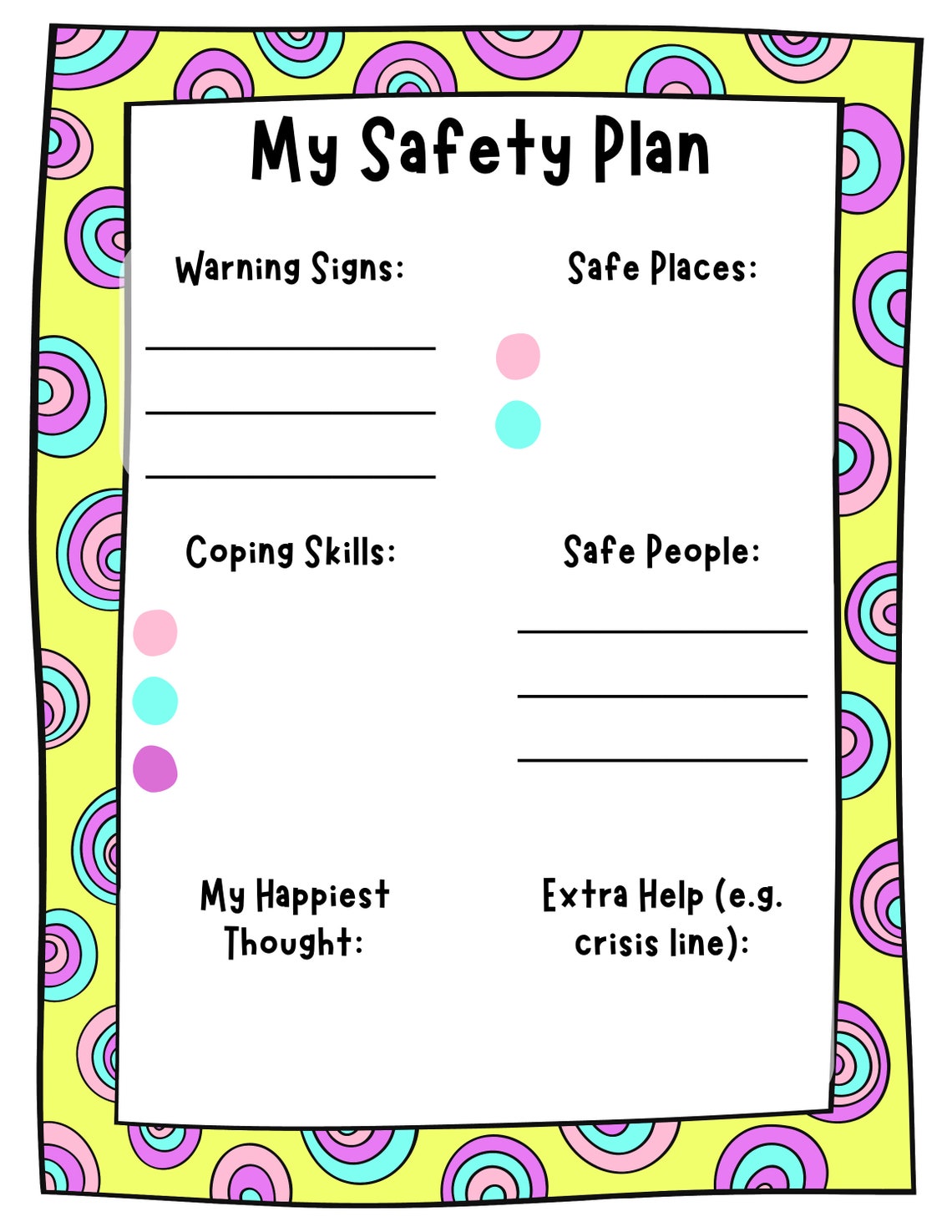 Safety Plan for Kids, Teens, Crisis Intervention, Therapy Tools ...