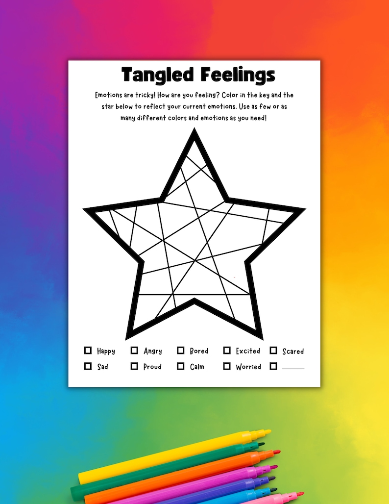 Kids Coloring Feelings Worksheet, Therapy Tool, Kids Counselling ...