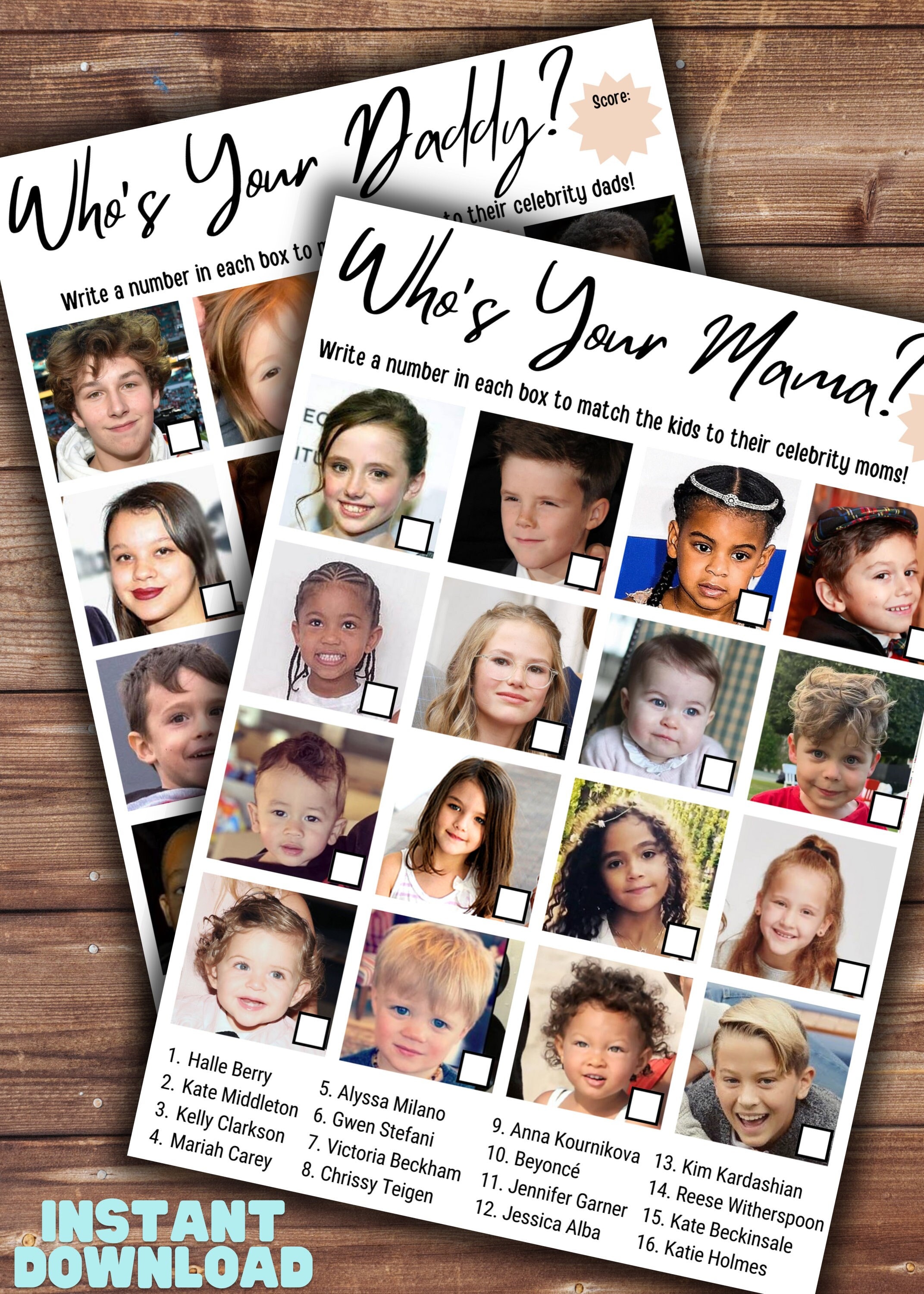 Celebrity Baby Shower Game Pair - Fun, Modern Baby Shower & Party Game ...