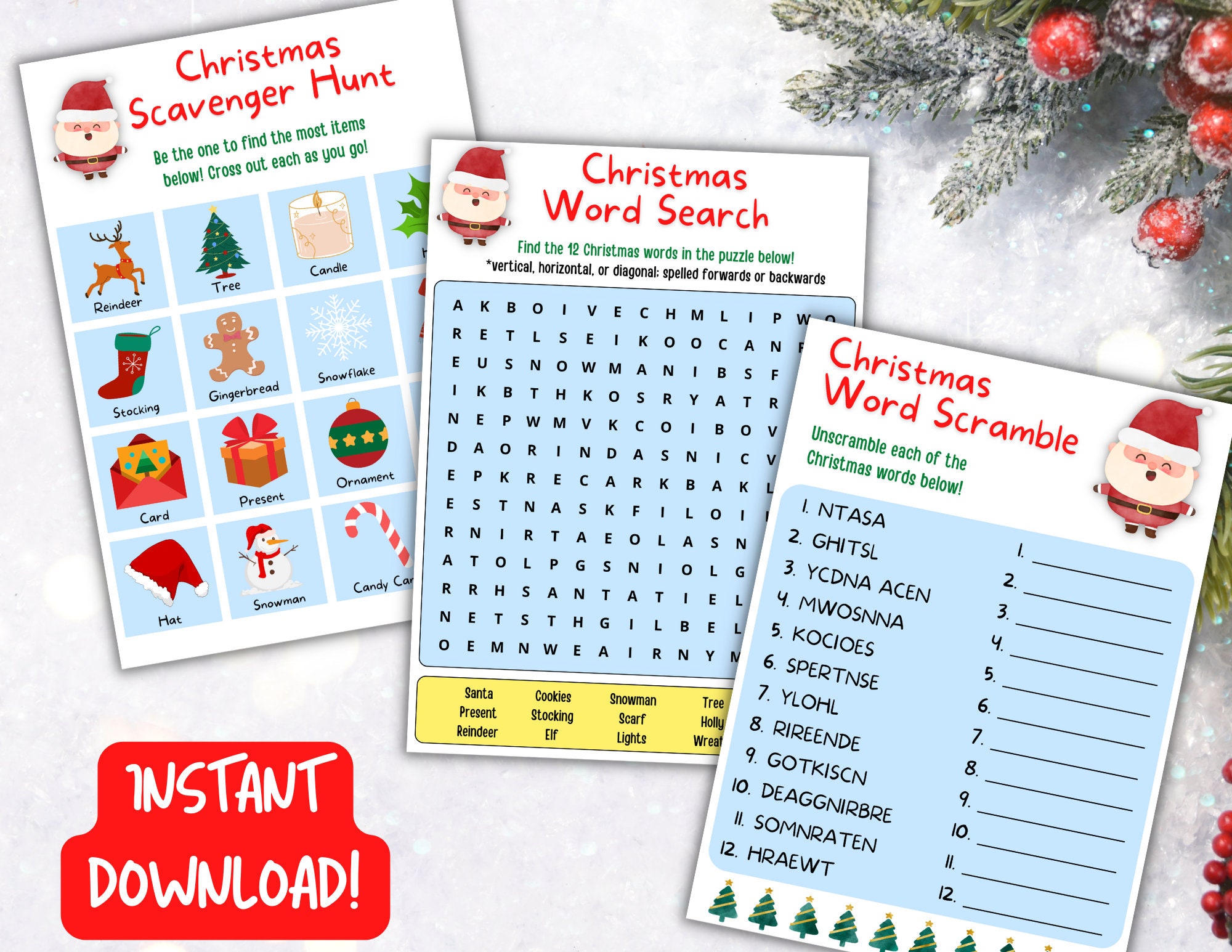Kids Christmas Games Bundle! Printable, Classroom Christmas Game, Kids ...