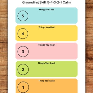 Notice 5 Things Therapy Worksheet, Grounding, Mindfulness Exercise ...