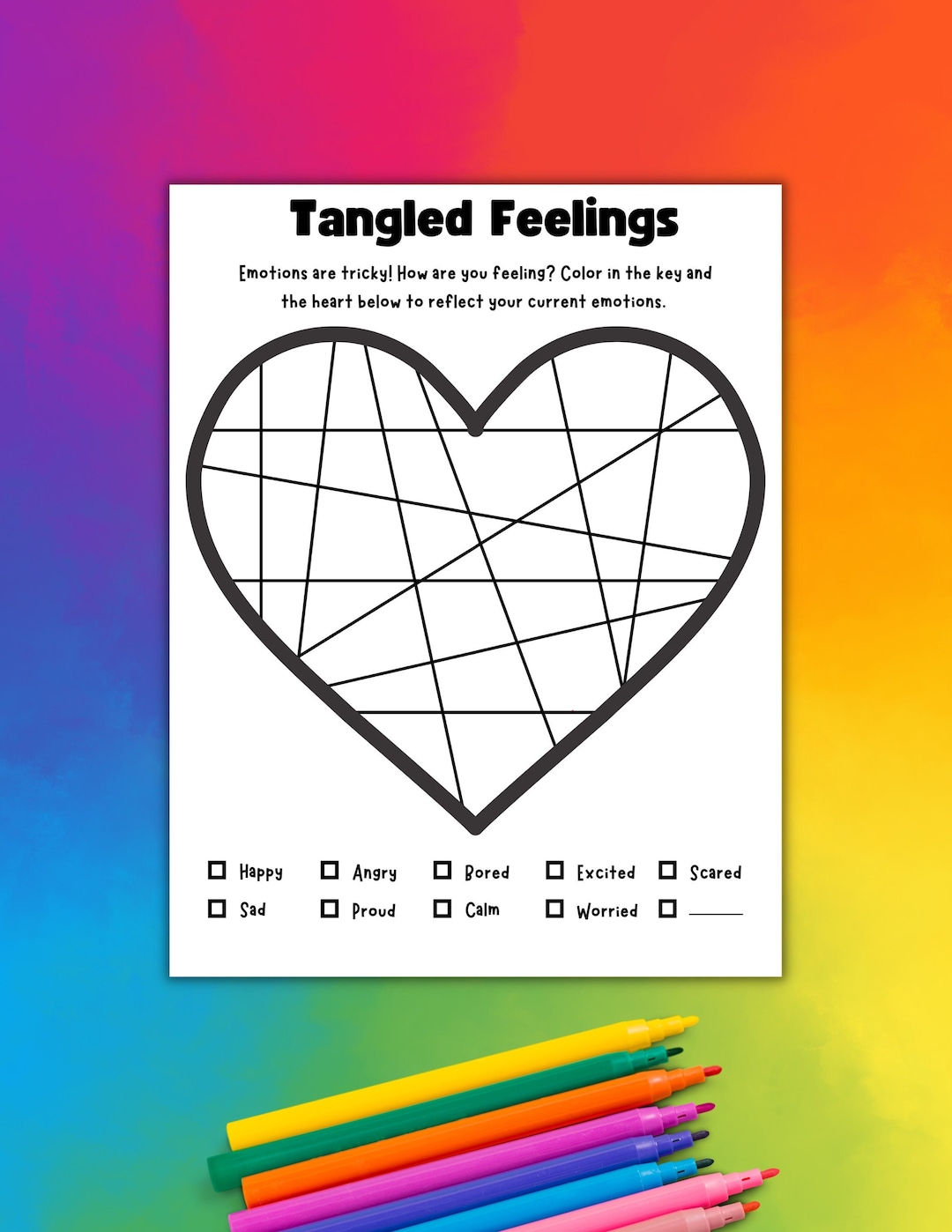 Kids Coloring Feelings Worksheet, Therapy Tool, Self-help Resource ...