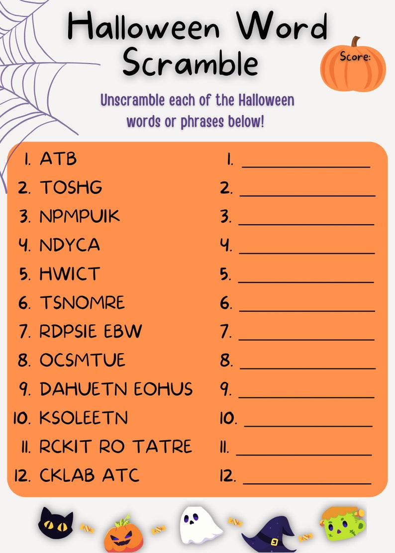 Halloween Word Scramble! Instant Download Printable, Teacher Tools ...