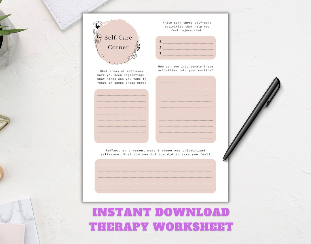 Self-care Worksheet, Therapy Worksheet, Counselling Handout, Positive ...