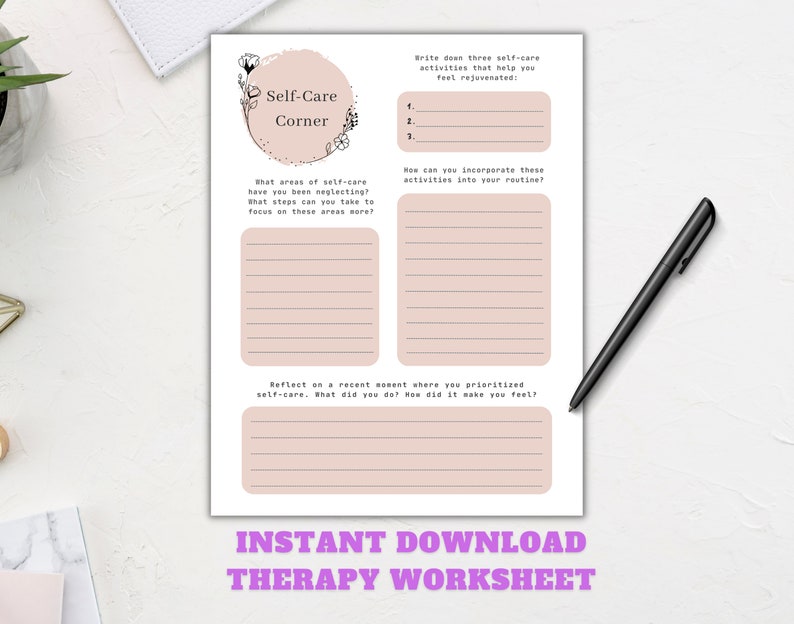 Self-care Worksheet, Therapy Worksheet, Counselling Handout, Positive ...