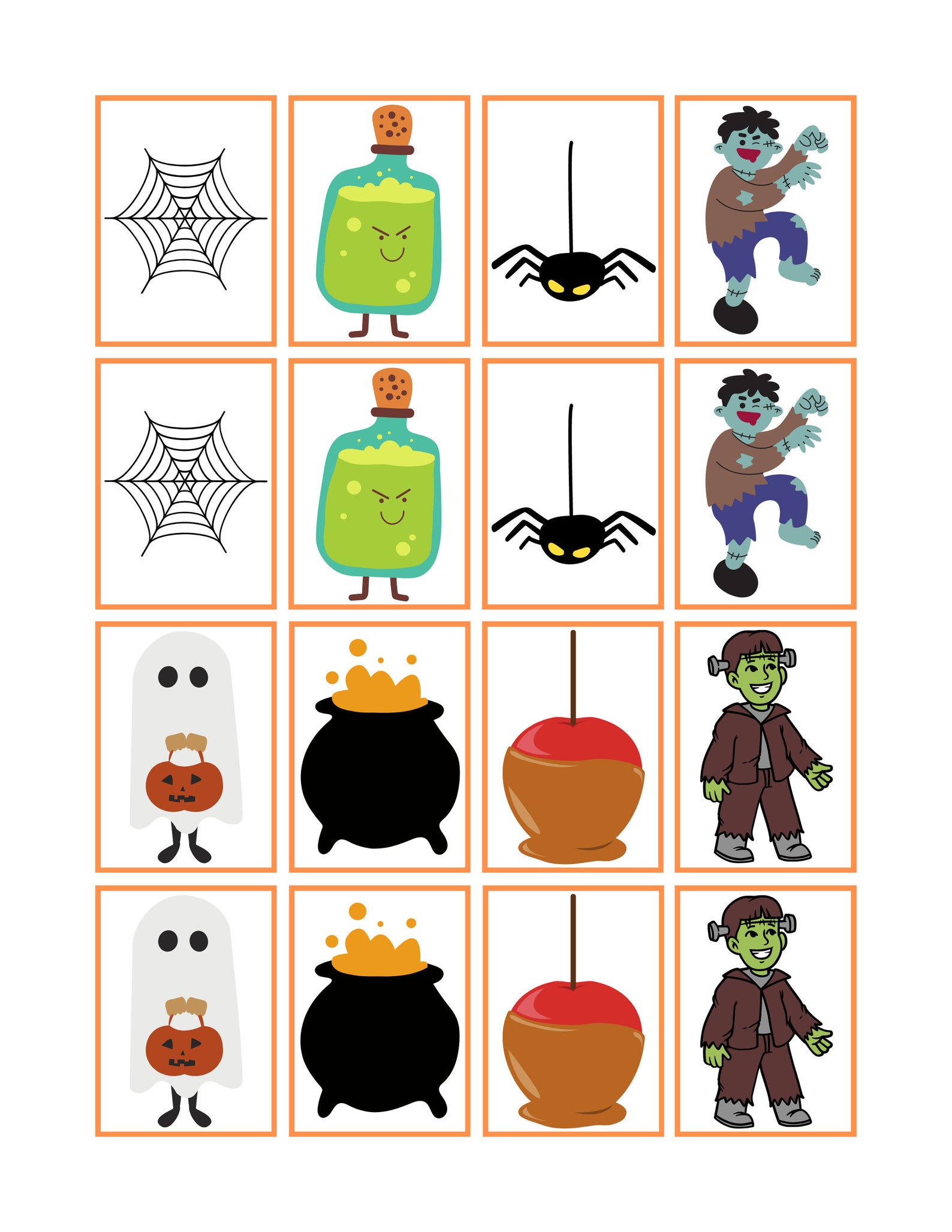 Halloween Matching Card Game Kids and Toddlers, Instant Download ...