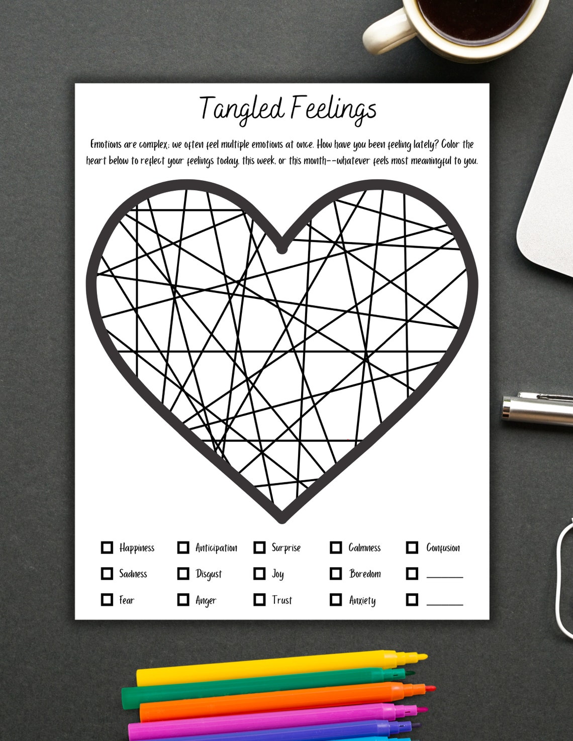Feelings Coloring Worksheet, Therapy Tool, Self-help Resource ...