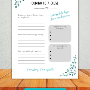 Therapy Termination Worksheet, Instant Download, Counselling Template ...