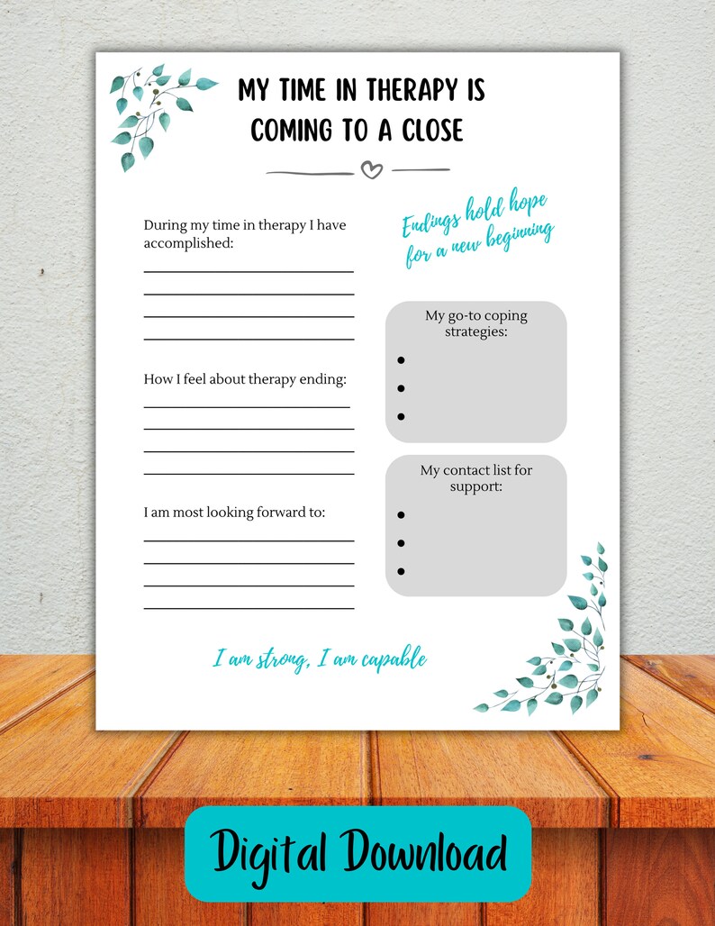 Therapy Termination Worksheet, Instant Download, Counselling Template ...