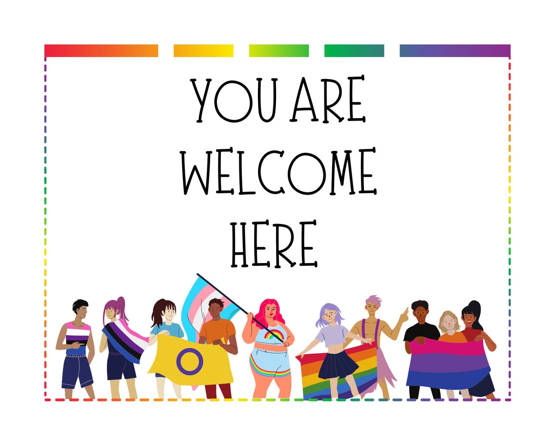 LGBTQ2S+ Pride Welcome Print, Office Sign, Social Work, Counsellor ...