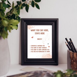 Therapy Confidentiality Sign, Printable, Therapist Gift, Social Worker ...