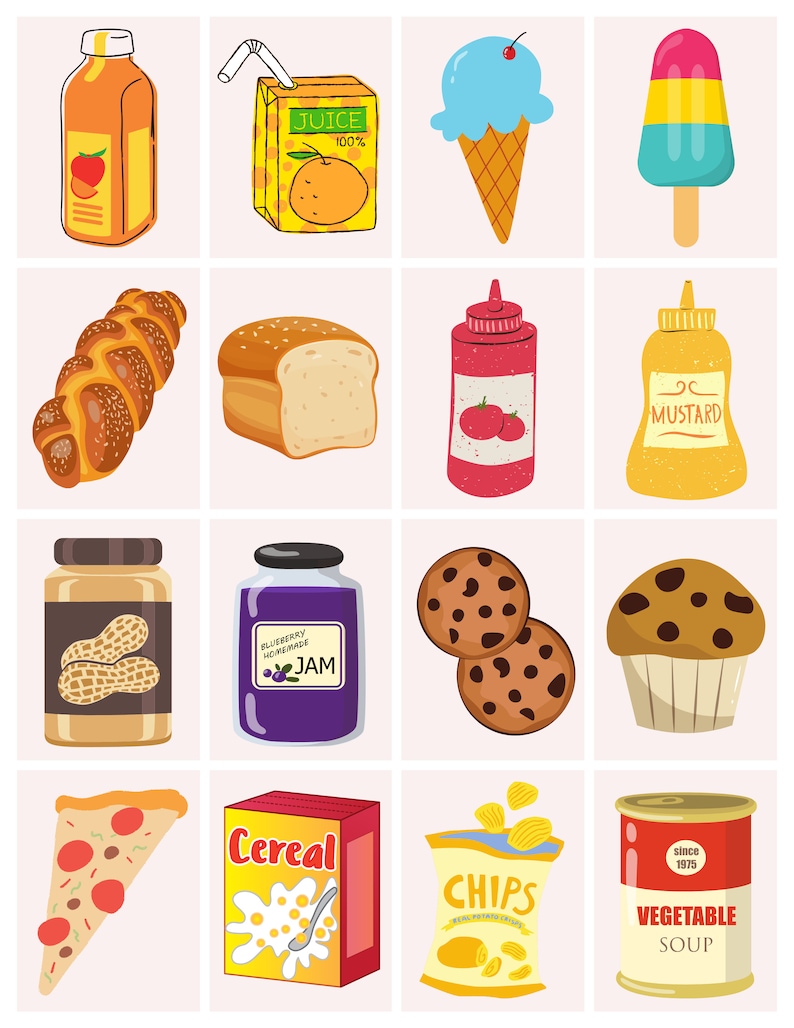 Grocery Helper Visual Food Cards, Toddler Learning, Parenting Tool ...