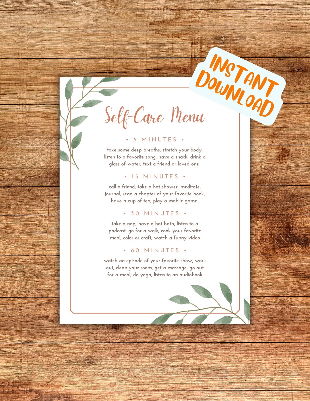 Self-care Menu Therapy Handout or Print, Therapy Worksheet, Counselling ...