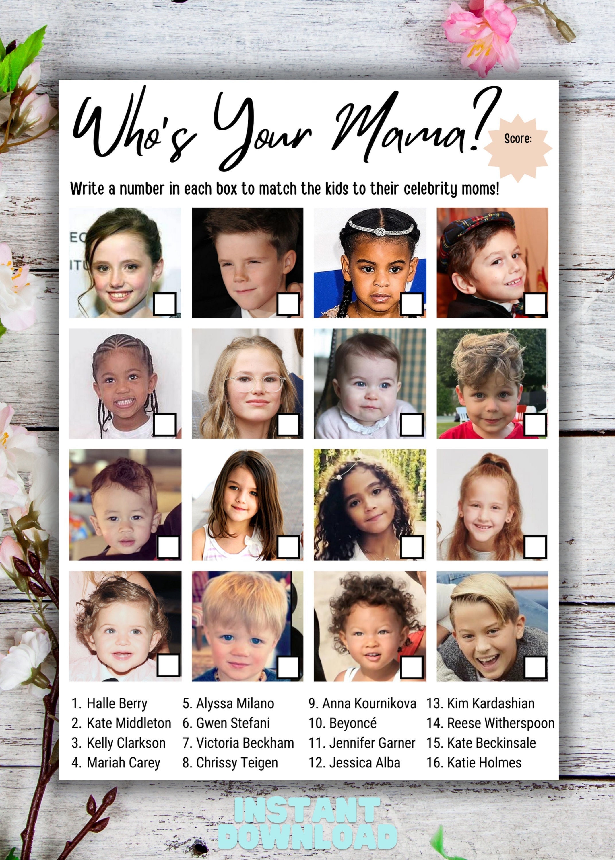 Celebrity Baby Matching Game - Fun Baby Shower Activity (instant ...