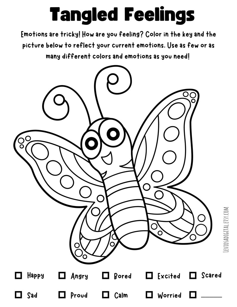 Kids Coloring Feelings Worksheet, Therapy Tool, Self-help Resource ...