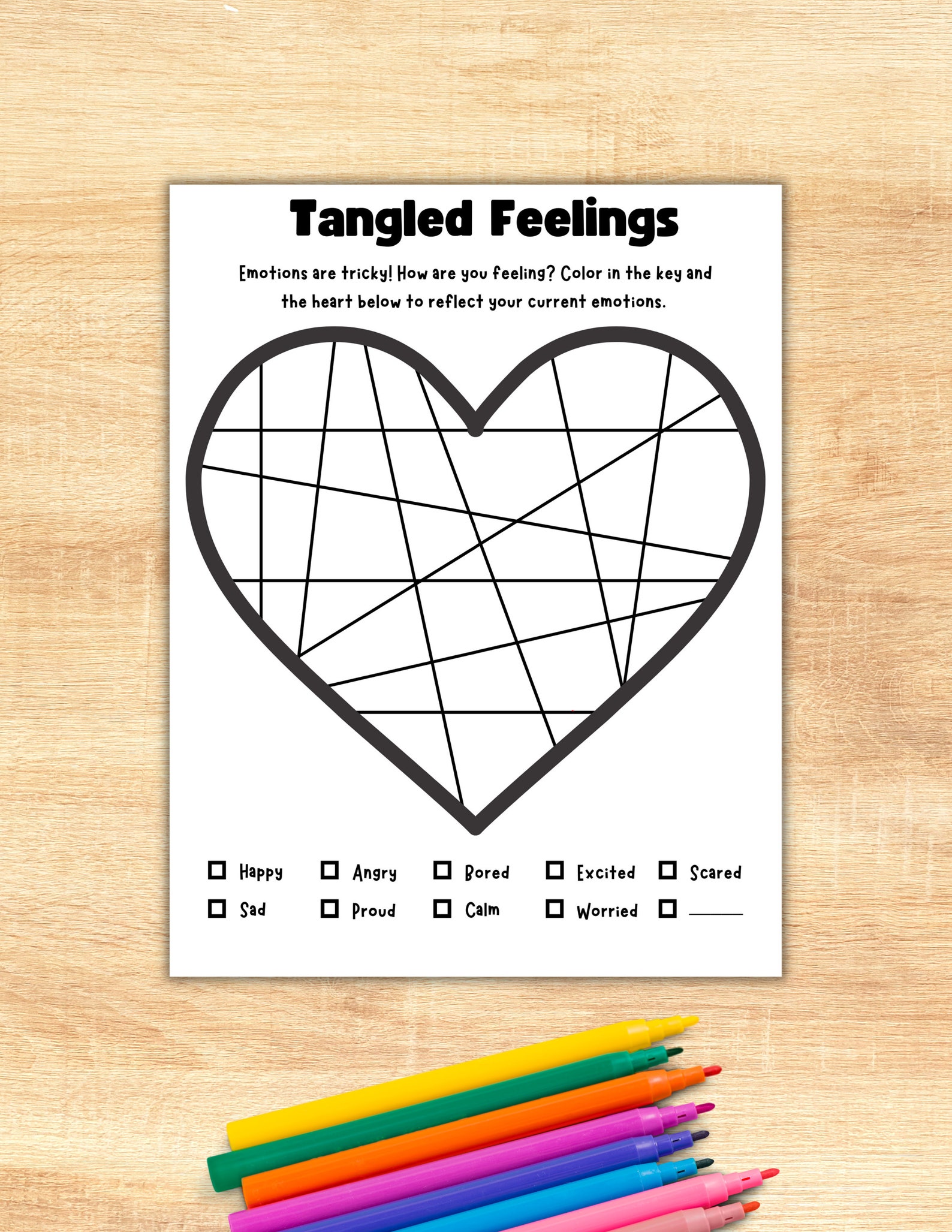 Kids Coloring Feelings Worksheet, Therapy Tool, Self-help Resource ...