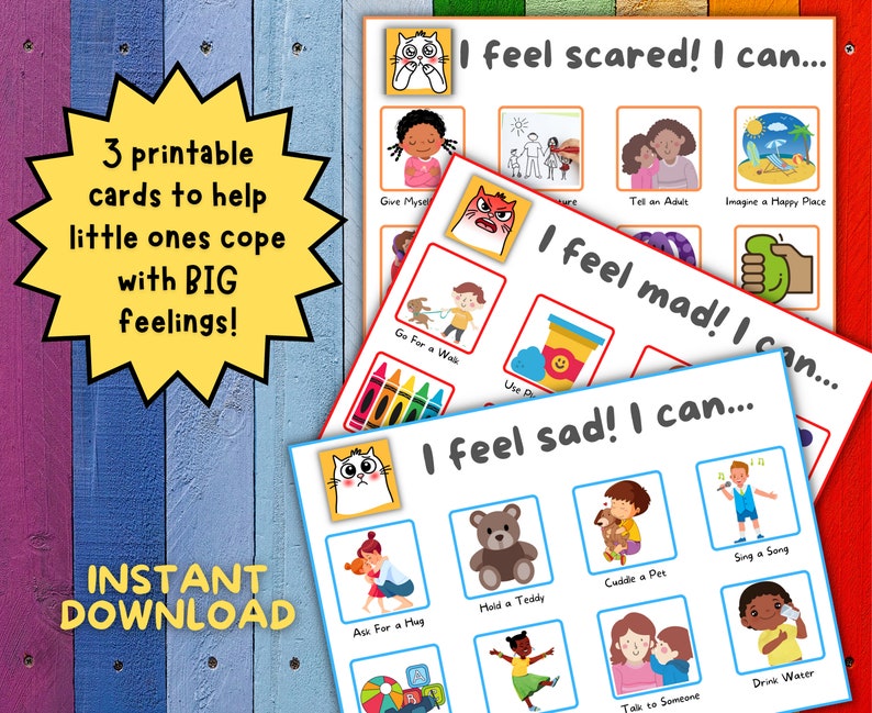 Emotion Coping Cards for Toddlers and Young Kids, Parenting Tools ...