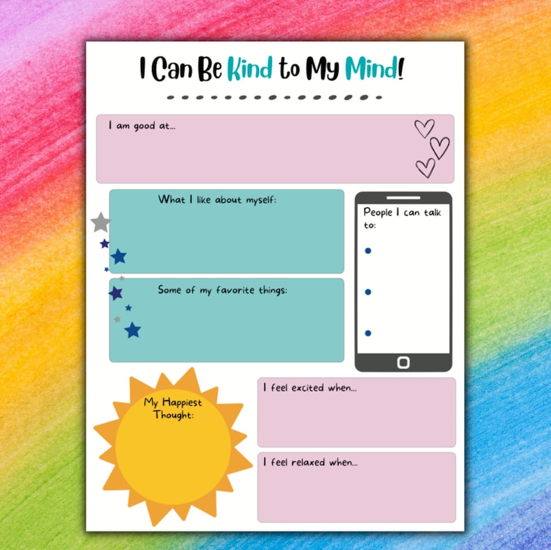 Self-esteem Worksheet for Kids, Self-compassion, Positive Psychology ...