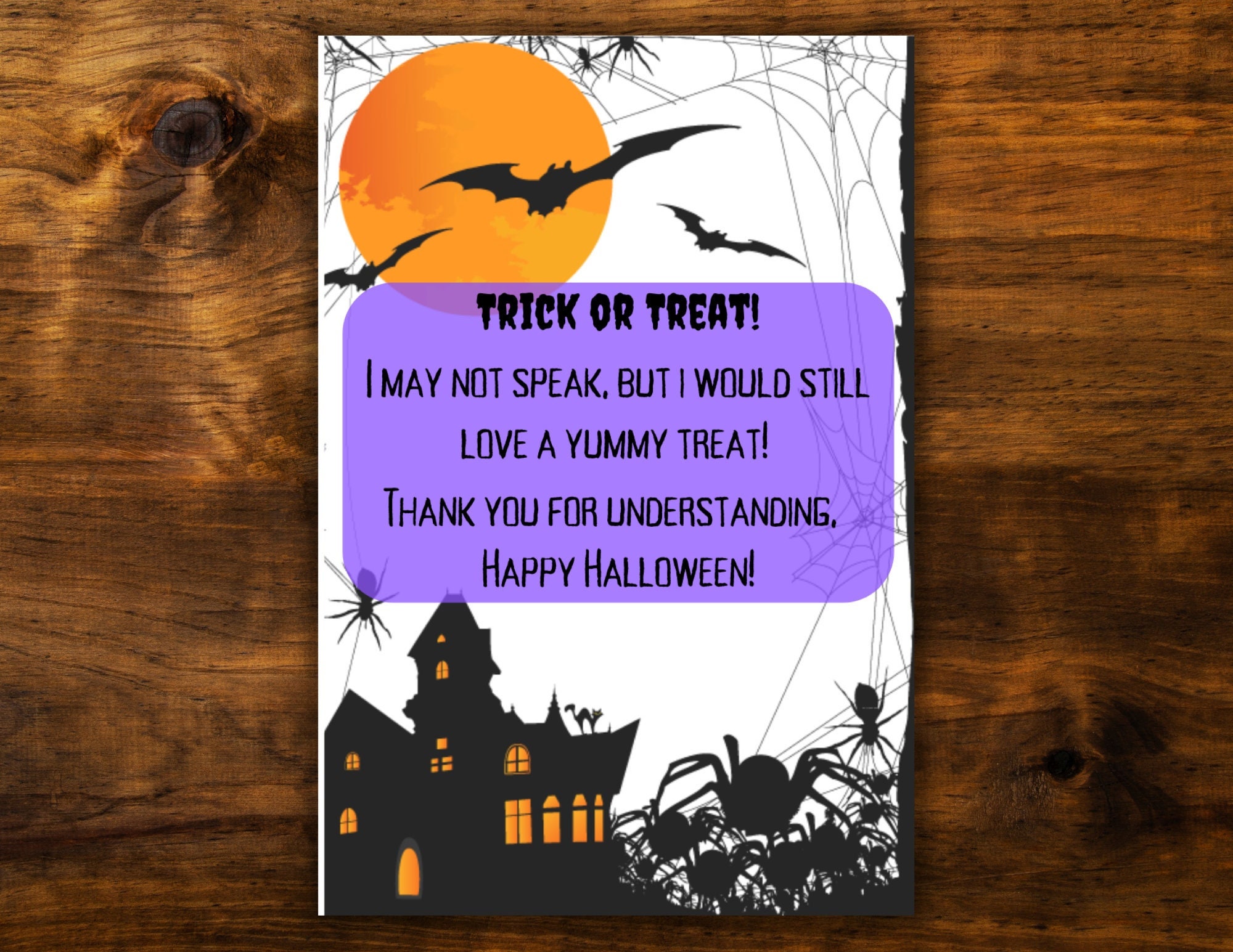 Trick or Treat Note ASD Non-verbal Shyness Social Anxiety - Etsy