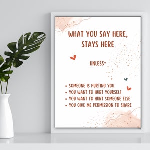 Therapy Confidentiality Sign, Printable, Therapist Gift, Social Worker ...