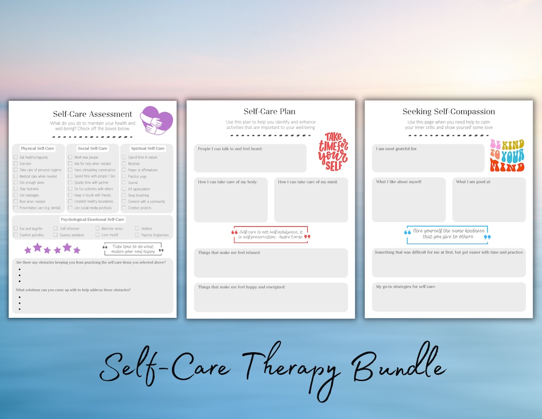 Self-care Therapy Worksheet Bundle, Counselling Worksheet, Positive ...