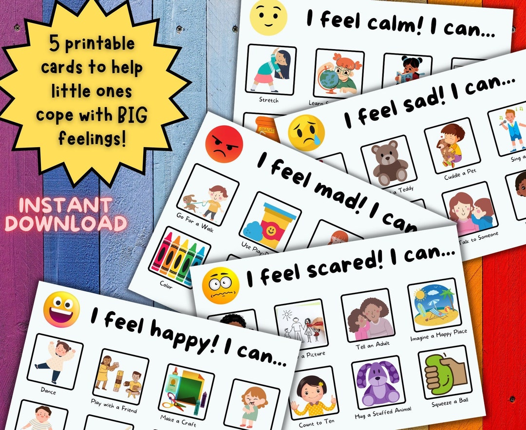 Emotion Coping Cards for Toddlers and Young Kids, Parenting, Visual ...