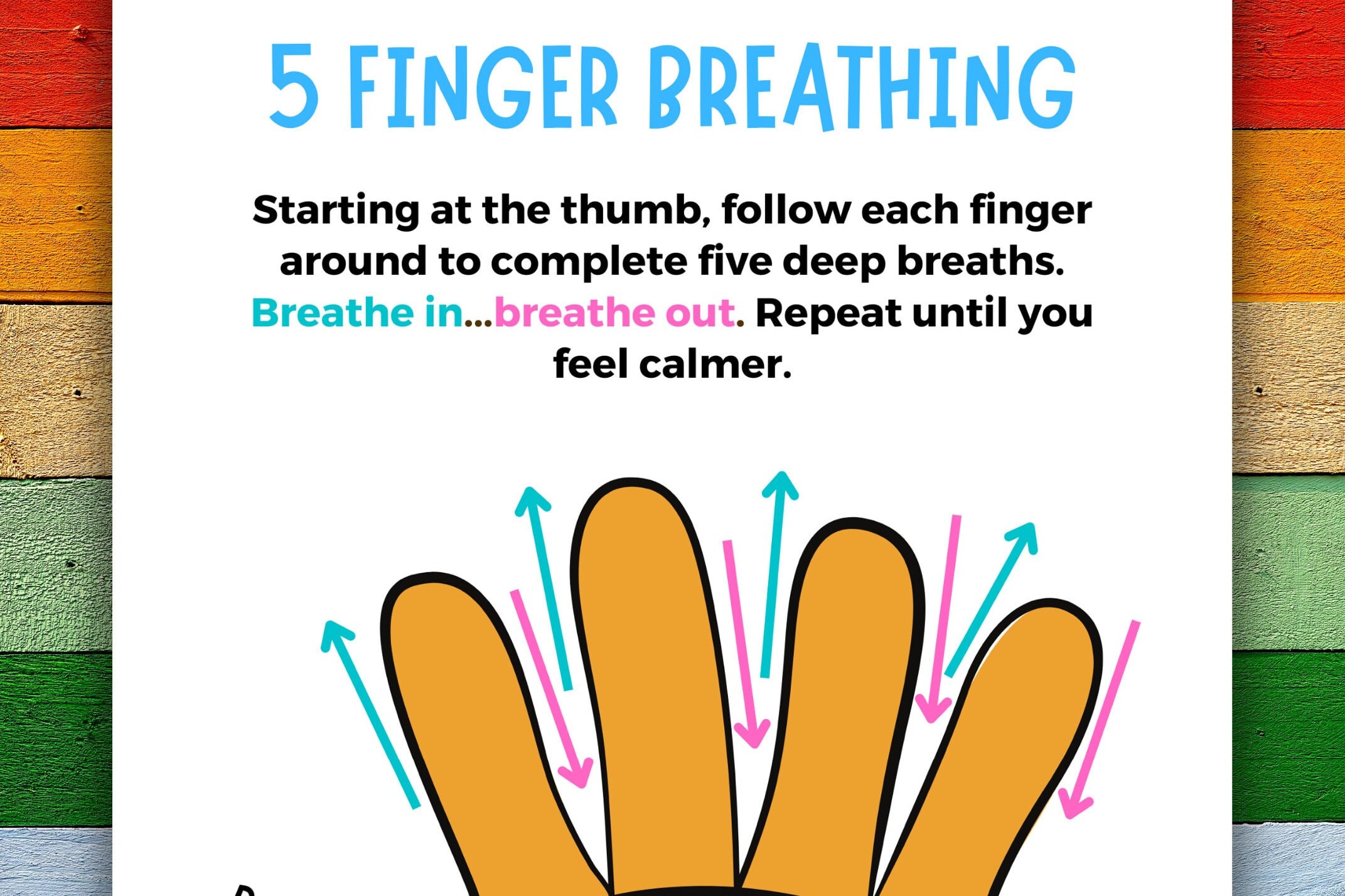 5 Finger Breathing Exercise Print, Kids Calm Corner, Mindfulness (PDF ...