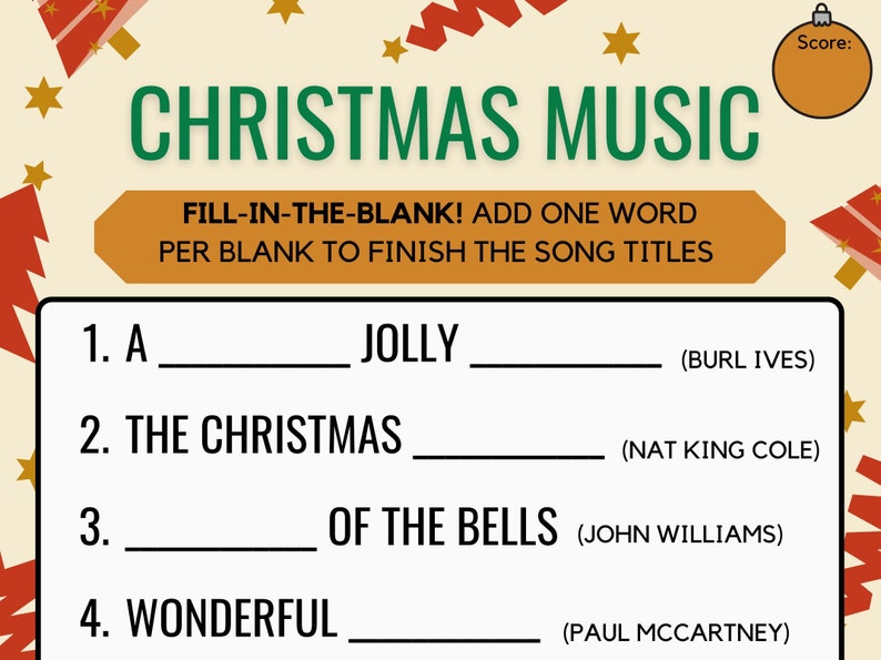 Christmas Music Trivia Game! Christmas Printable Game, Fun Music Party ...