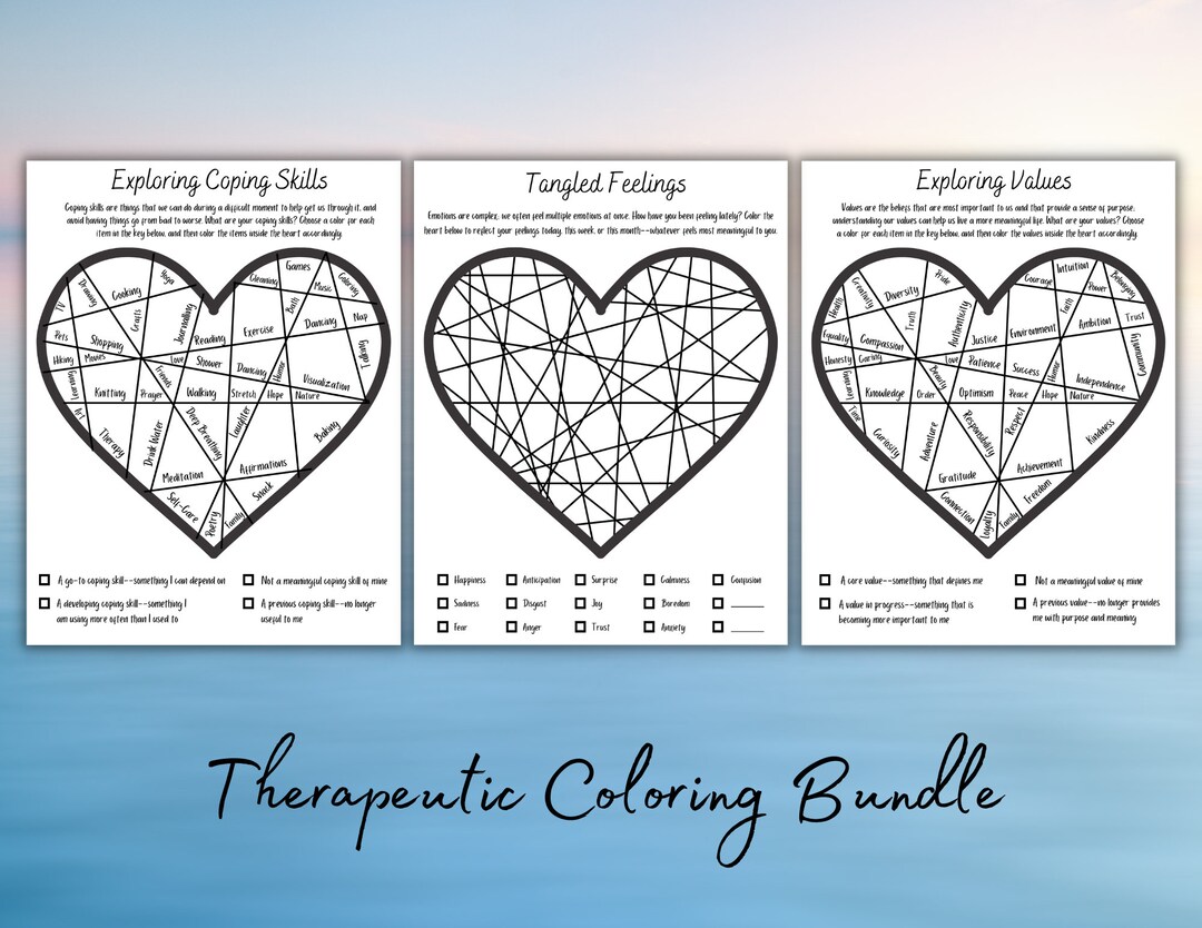Values and Feelings Therapy Coloring Mandala Worksheet, Therapy Tool ...