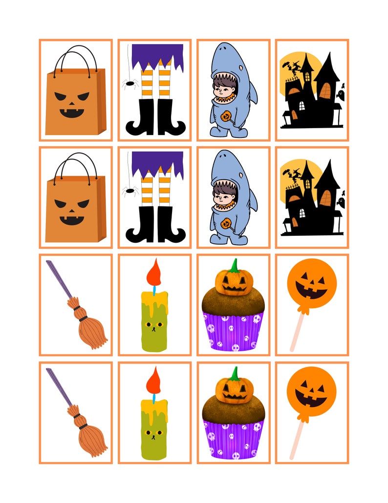 Halloween Matching Card Game Kids and Toddlers, Instant Download ...