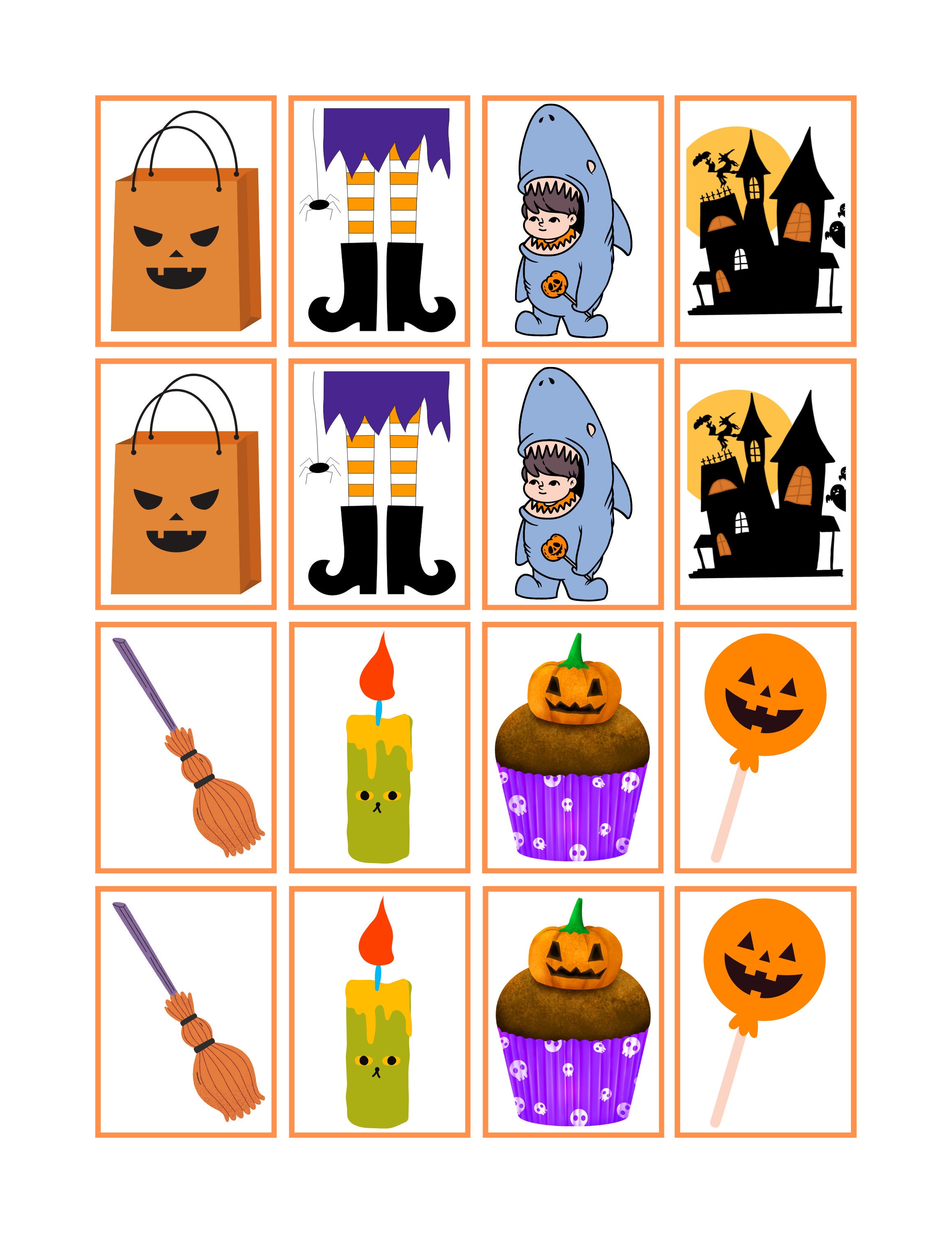 Halloween Matching Card Game Kids and Toddlers, Instant Download ...