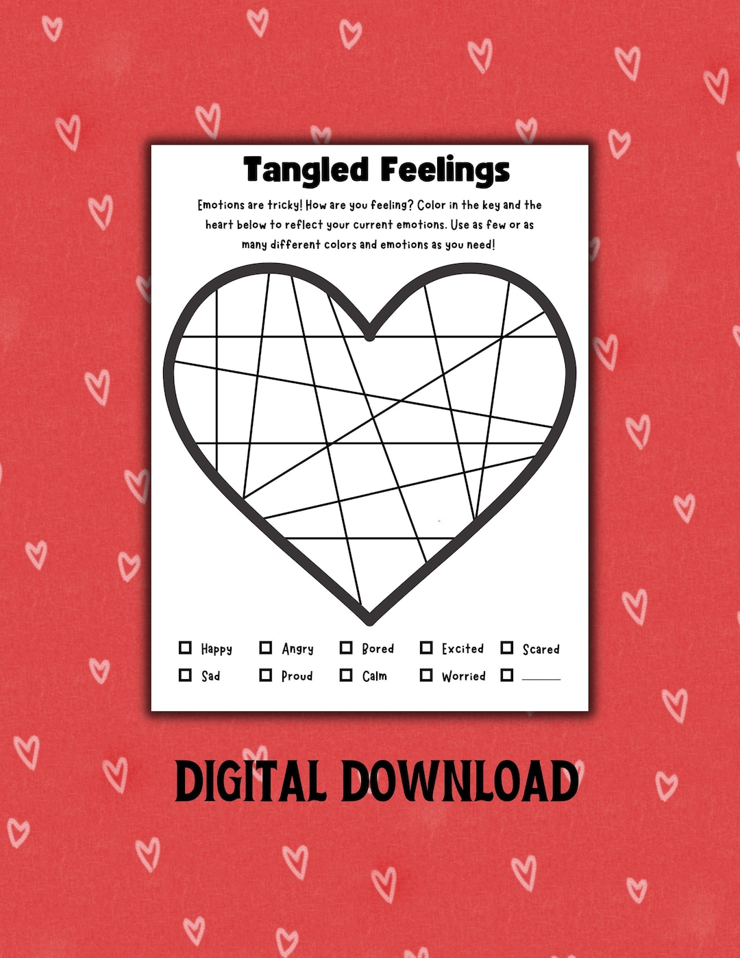 Kids Feelings Coloring Worksheet, Emotions Therapy Tool (printable) - Etsy