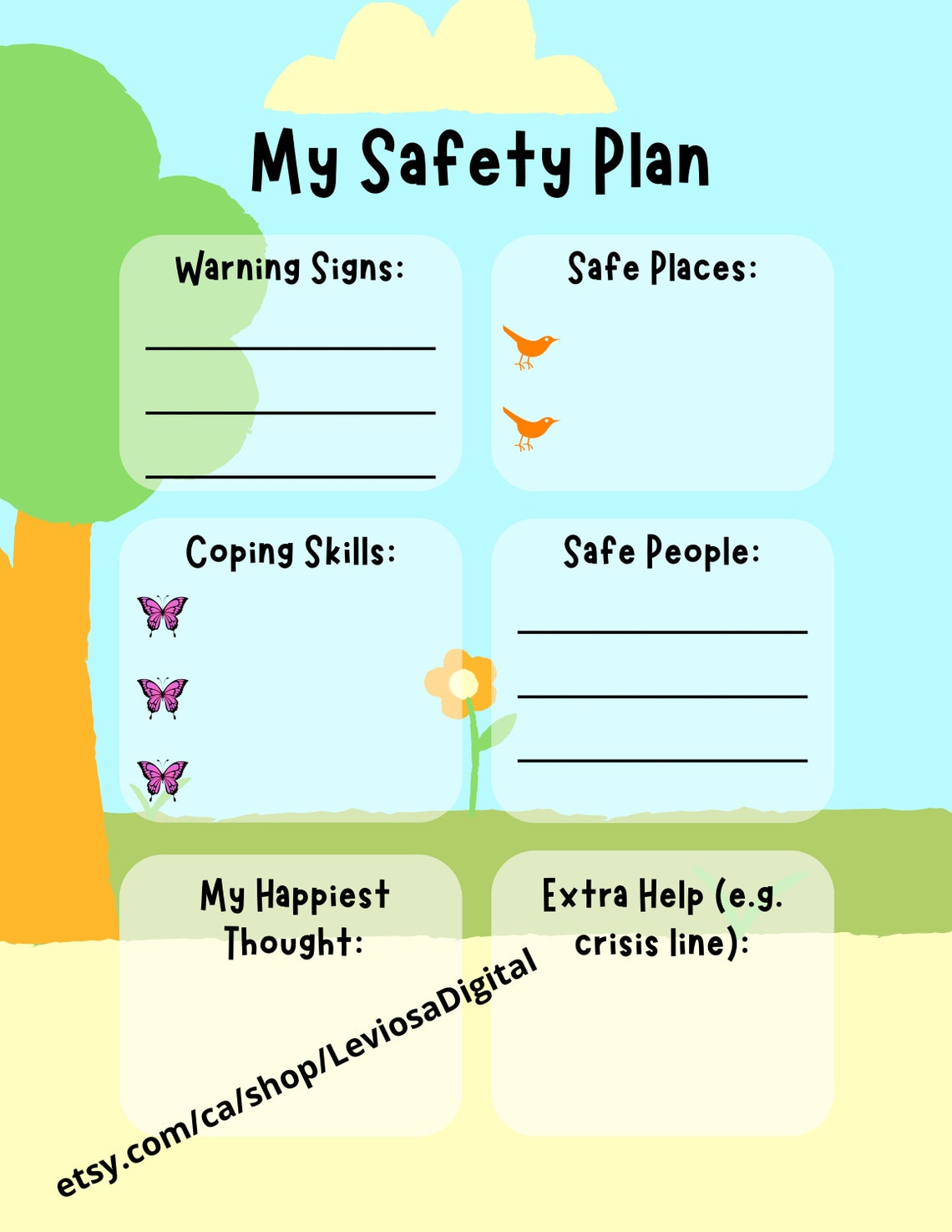 Safety Plan Kids & Teens, Crisis Intervention, Therapy Tools, Therapist ...