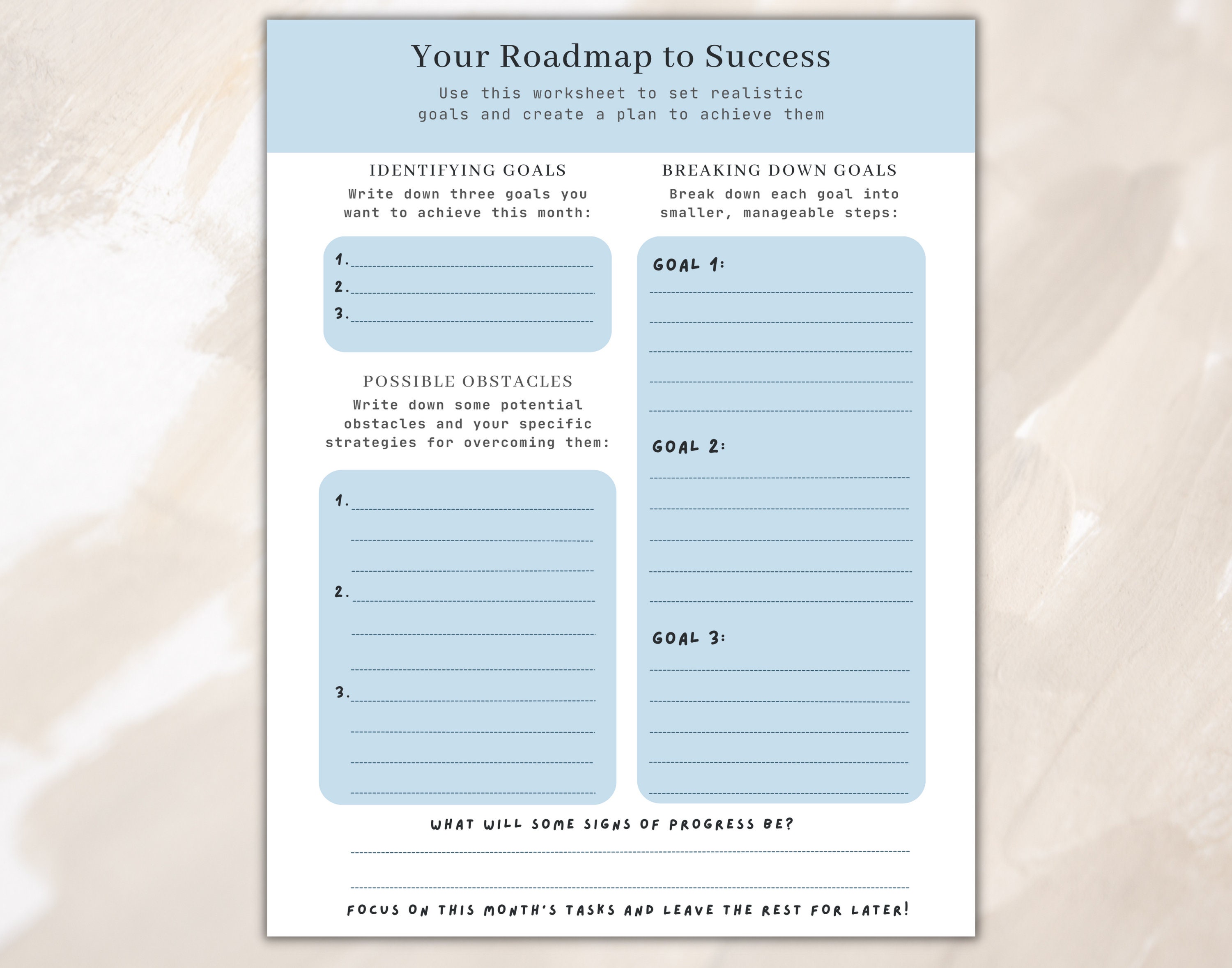 Goal Setting Therapy Worksheet, Therapy Tool, Goal Focused Therapy ...