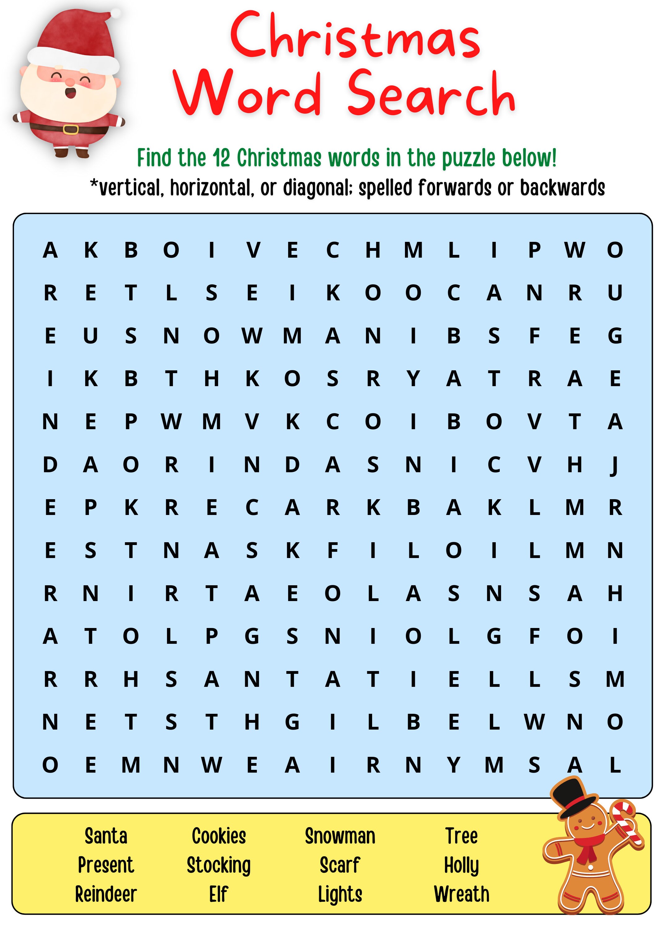 Christmas Word Search! Instant Download Printable, Teacher Tools ...