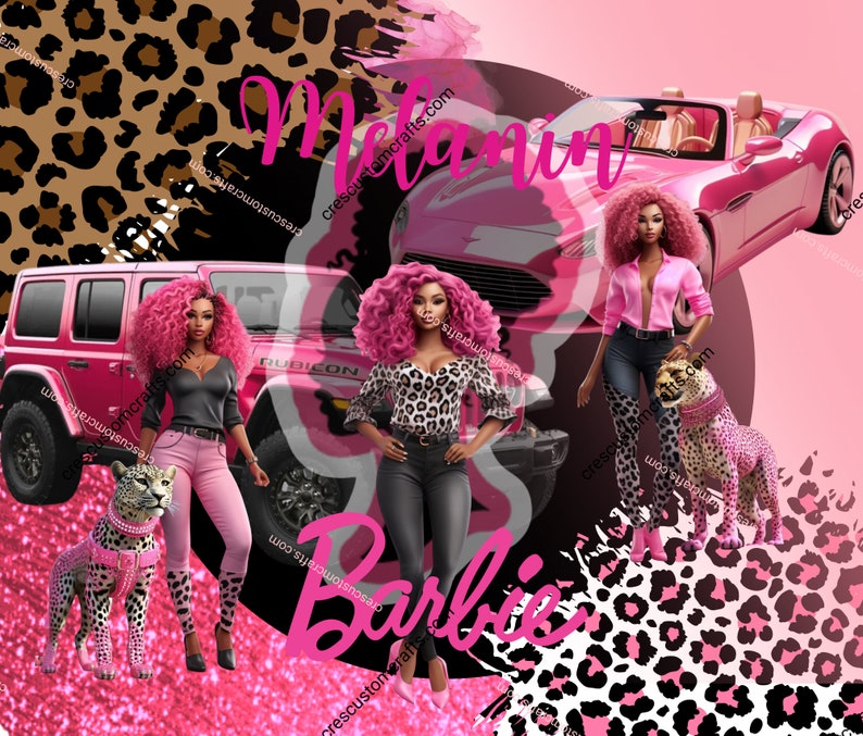Digital PNG Cheetah Melanin Barbie Inspired, Jeep and Sports Car Image ...