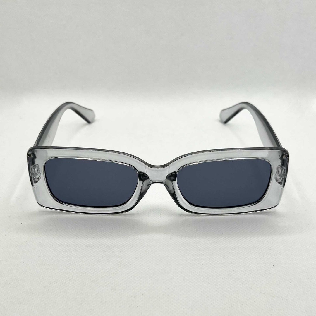 Two Tone Grey & Black Square Rectangle Sunglasses Unisex - Etsy
