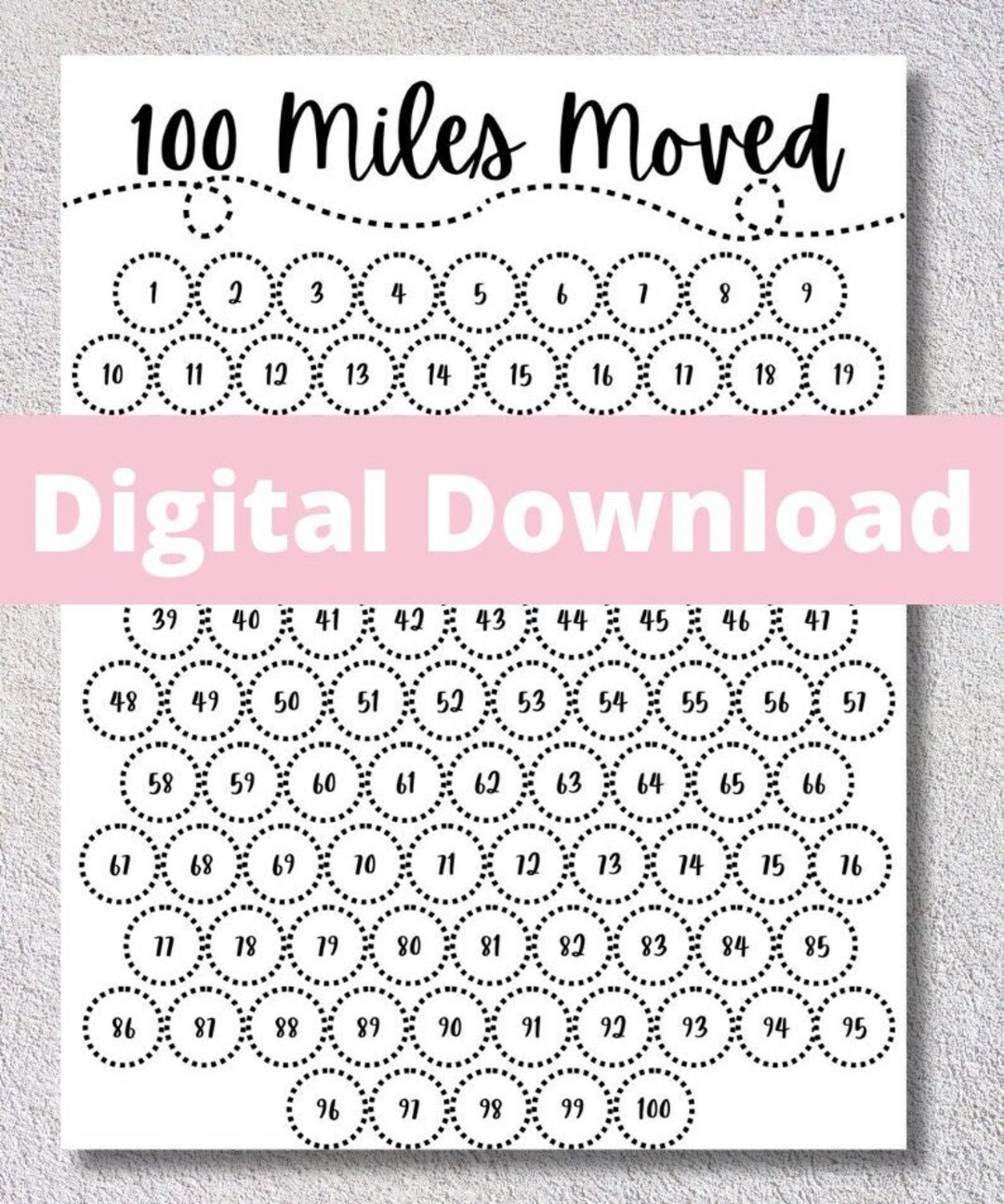 100 Miles Moved / 100 Mile Tracker / Exercise Tracker / Running Tracker ...